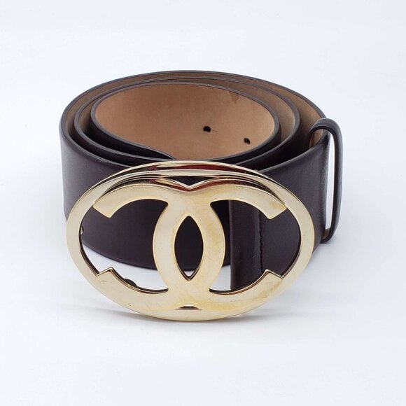CHANEL | Accessories | 0 Authentic Chanel Cc Leather Big Buckle Belt ...